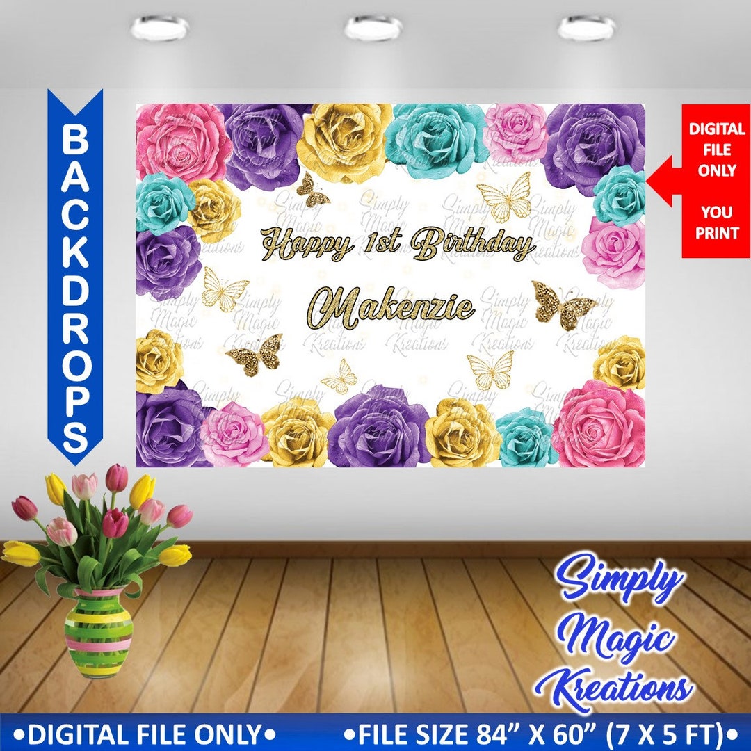 Spring Garden Birthday Backdrop - Digital File Only - Etsy