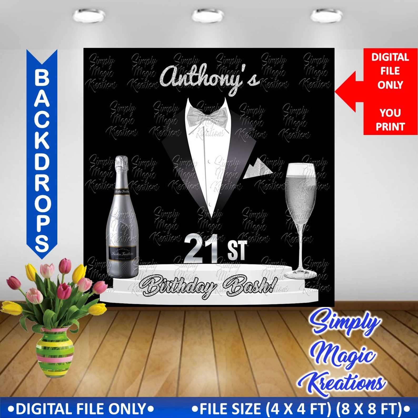 Men's Tuxedo Birthday Backdrop | Men's Tuxedo | Men's Backdrop | Adult ...