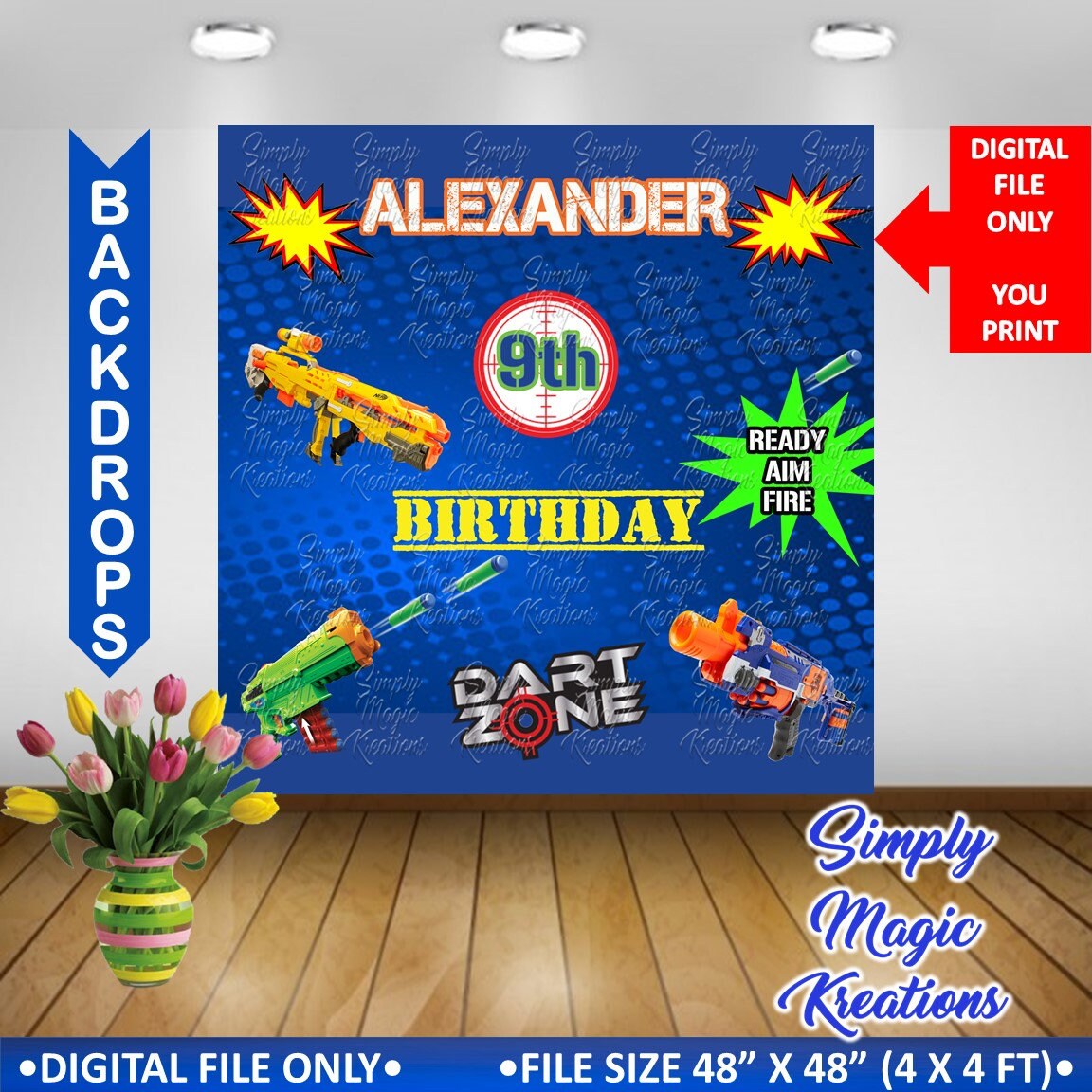 Dart Gun Party Birthday Backdrop Digital File Only - Etsy