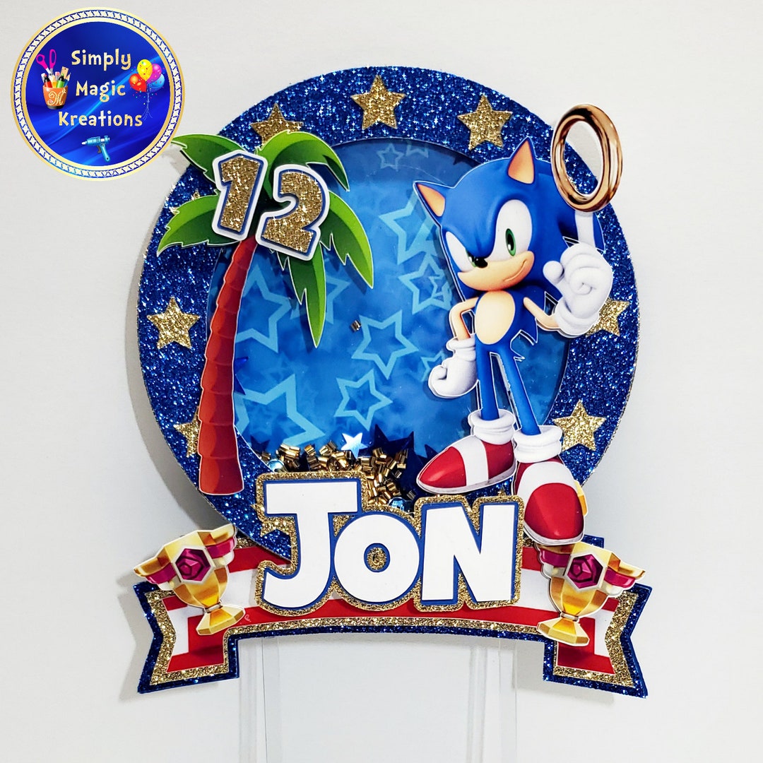 Sonic Cake Topper | Birthday Cake Topper | Shaker Cake Topper | 3D Cake ...