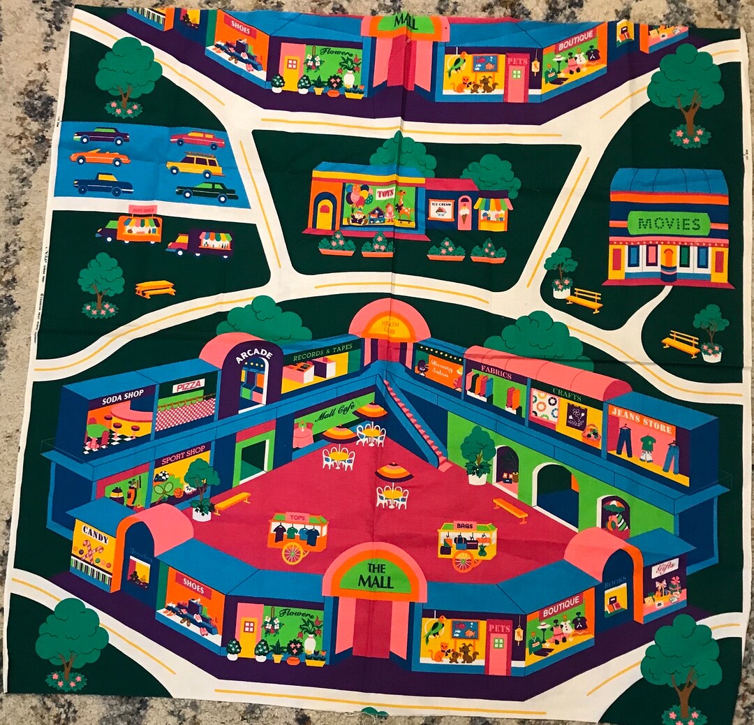 The Mall, Play Mat, Fabric Panel, Town, 44 X 56 In, Cranston, City ...