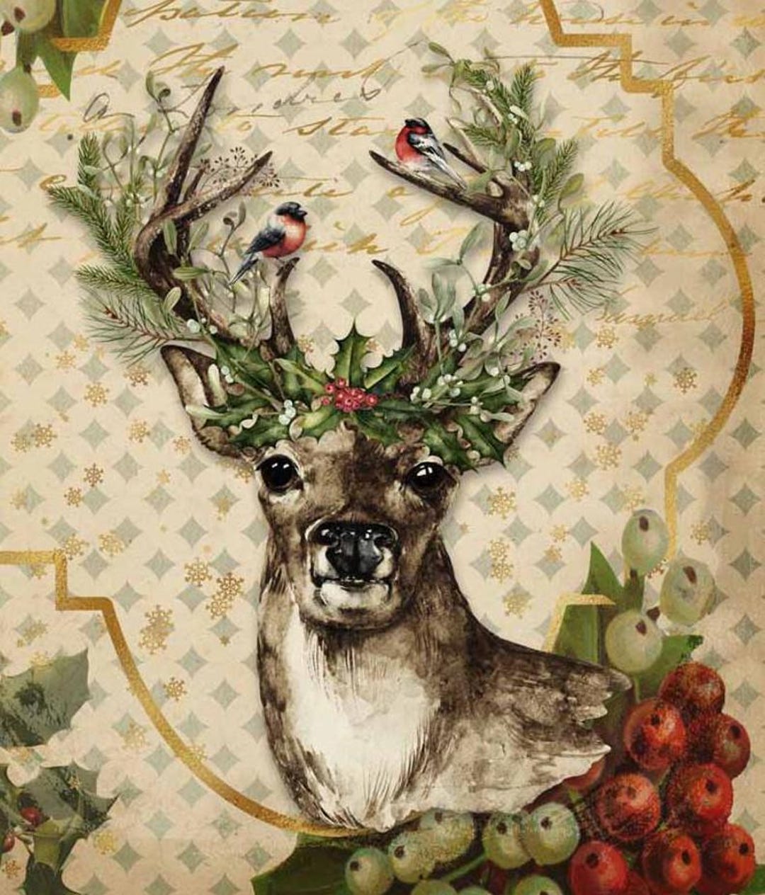 Decoupage Queen,pre Order Christmas Reindeer, Deers,size A2, Decoupage ...