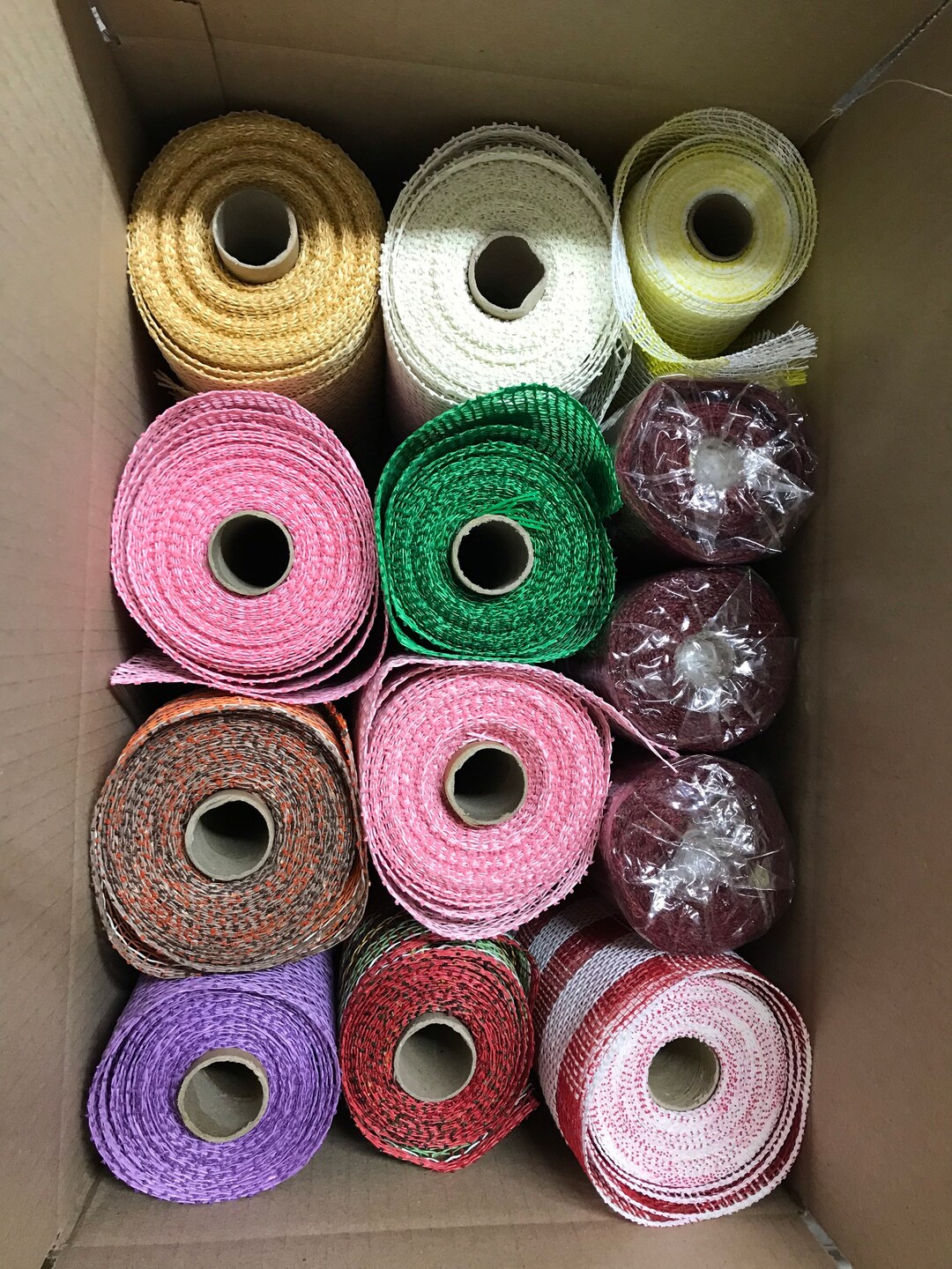 12 Unwrapped Multi-colors, Surprise Roll, Poly Burlap Rolls, Wreath ...