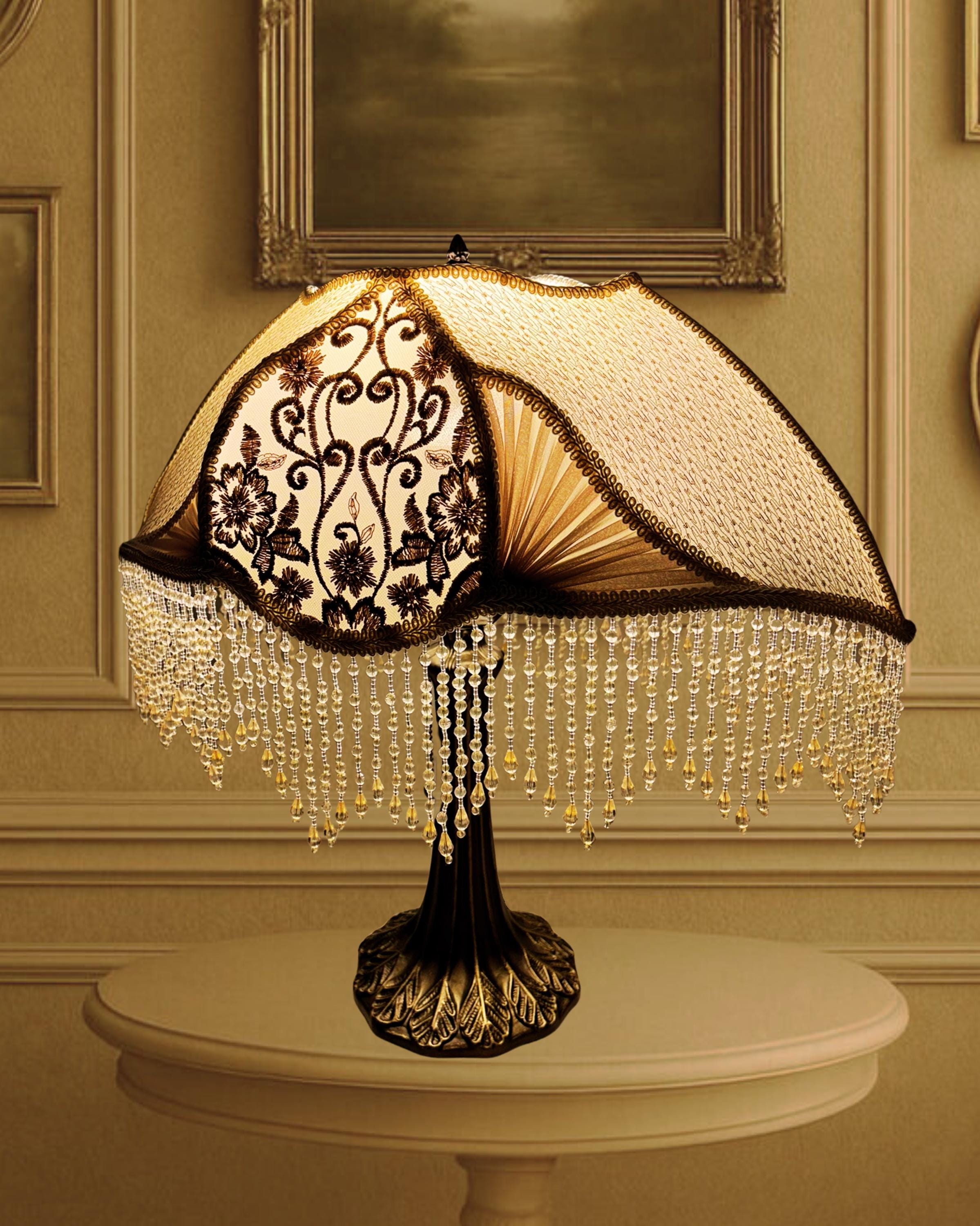 Handmade Beaded Fringe Lampshade: Victorian Style Table Lamp With Base ...