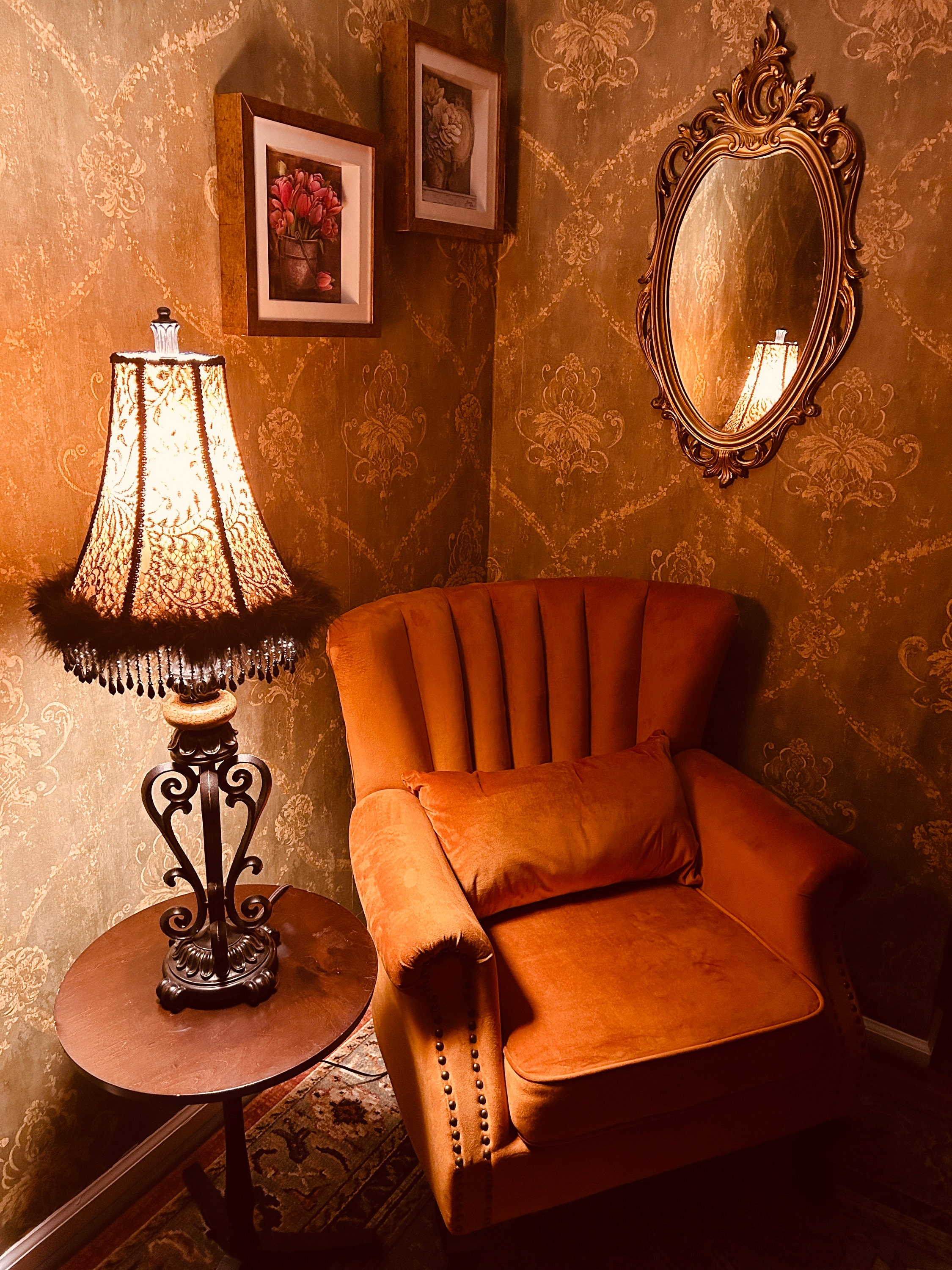 Victorian Gothic Table Lamp With Lace Shade and Beaded Fringe. Elegant ...