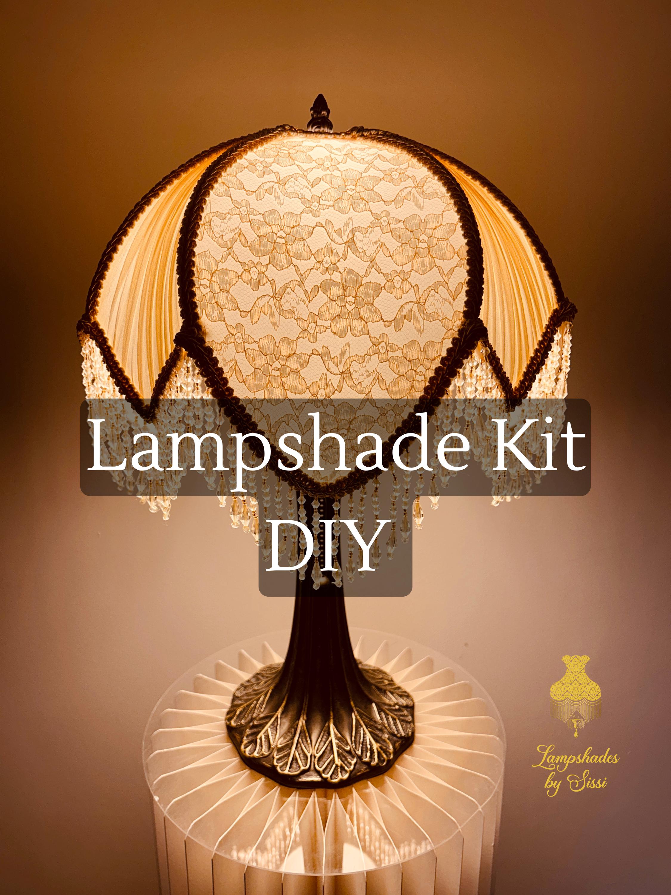 Victorian Lampshade DIY Kit. Set With Wireframe, Vintage Fabric, Fringe ...