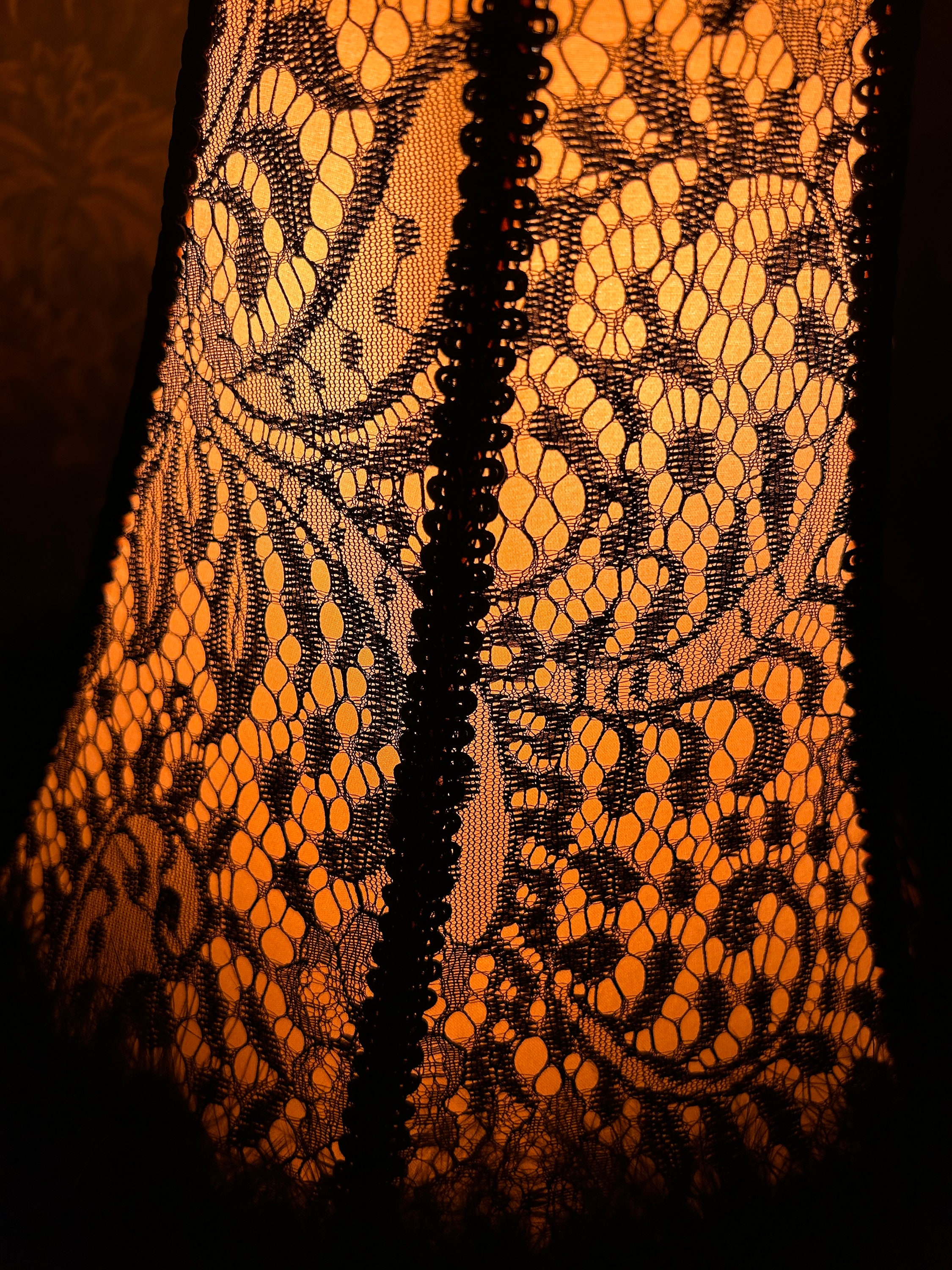 Victorian Gothic Table Lamp With Lace Shade and Beaded Fringe. Elegant ...