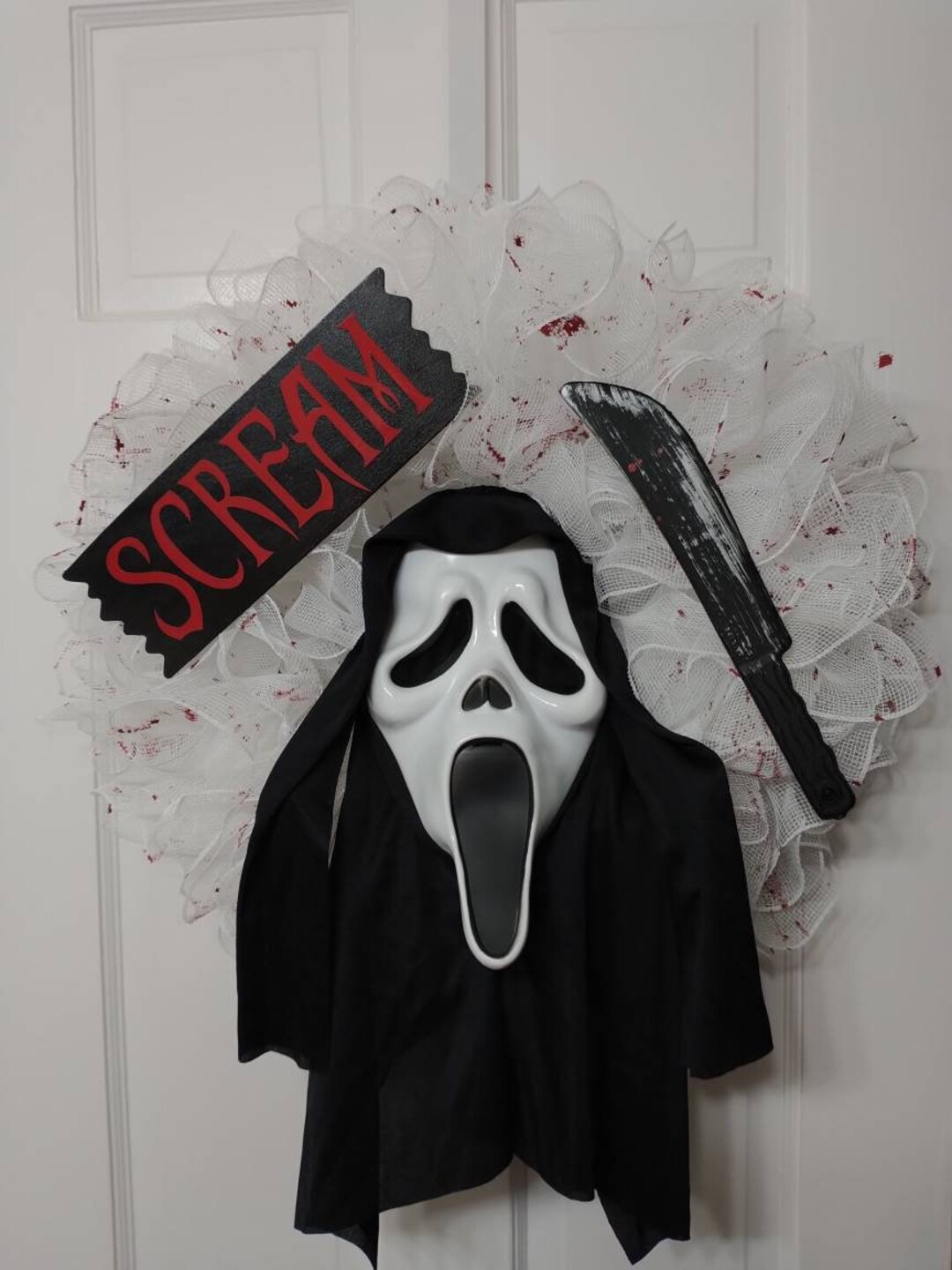 Scream Halloween Wreath, Door Hanger, Scream,holiday Decor,scary Wreath ...