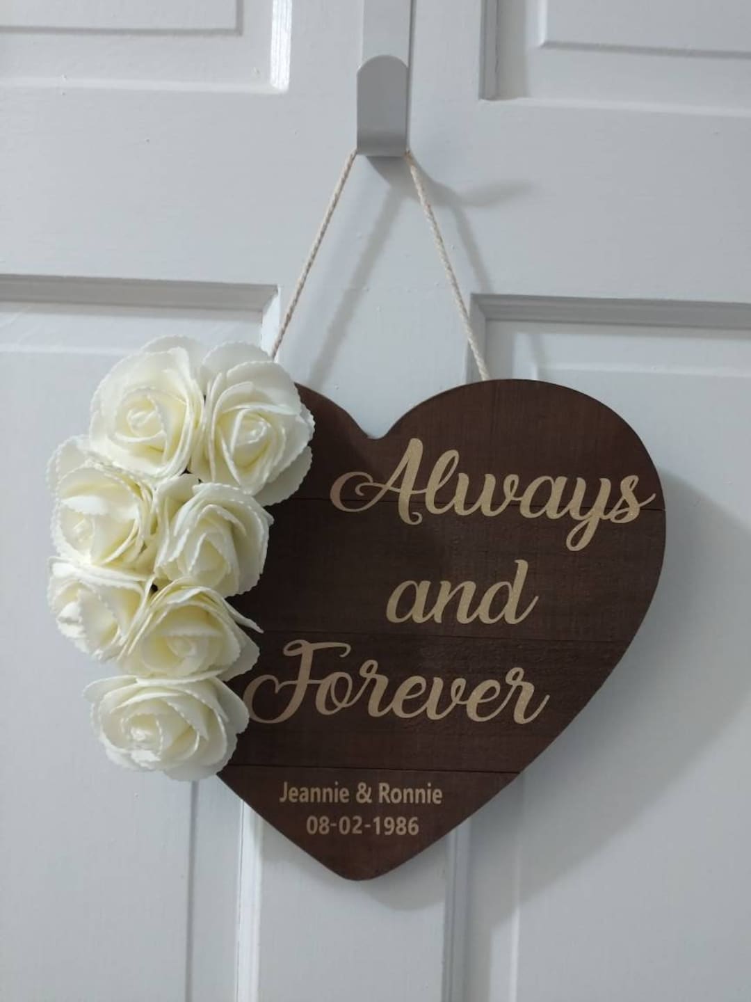 Heart Shaped Anniversary Sign, Wooden Love Sign, Anniversary Gift, Home ...