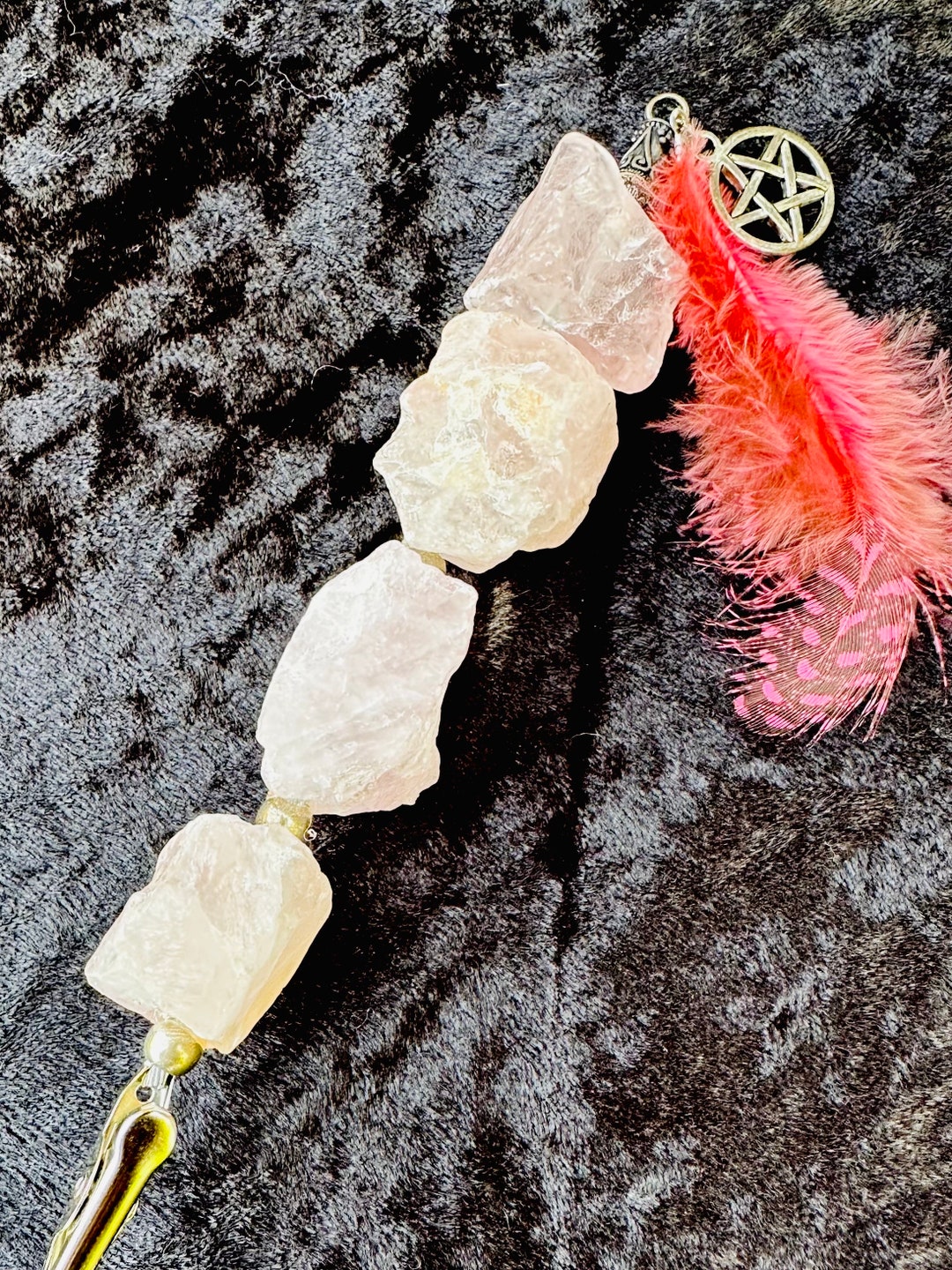 Rose Quartz Card Clip - Etsy