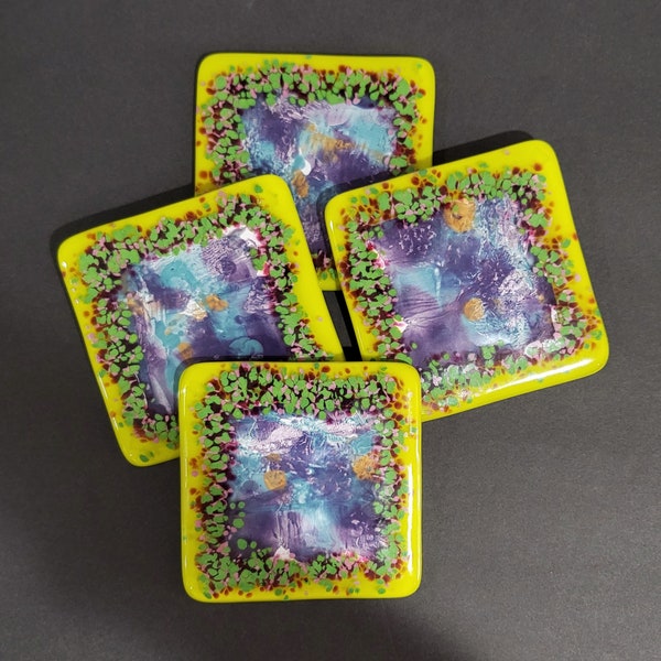 Fused Glass Coasters Etsy