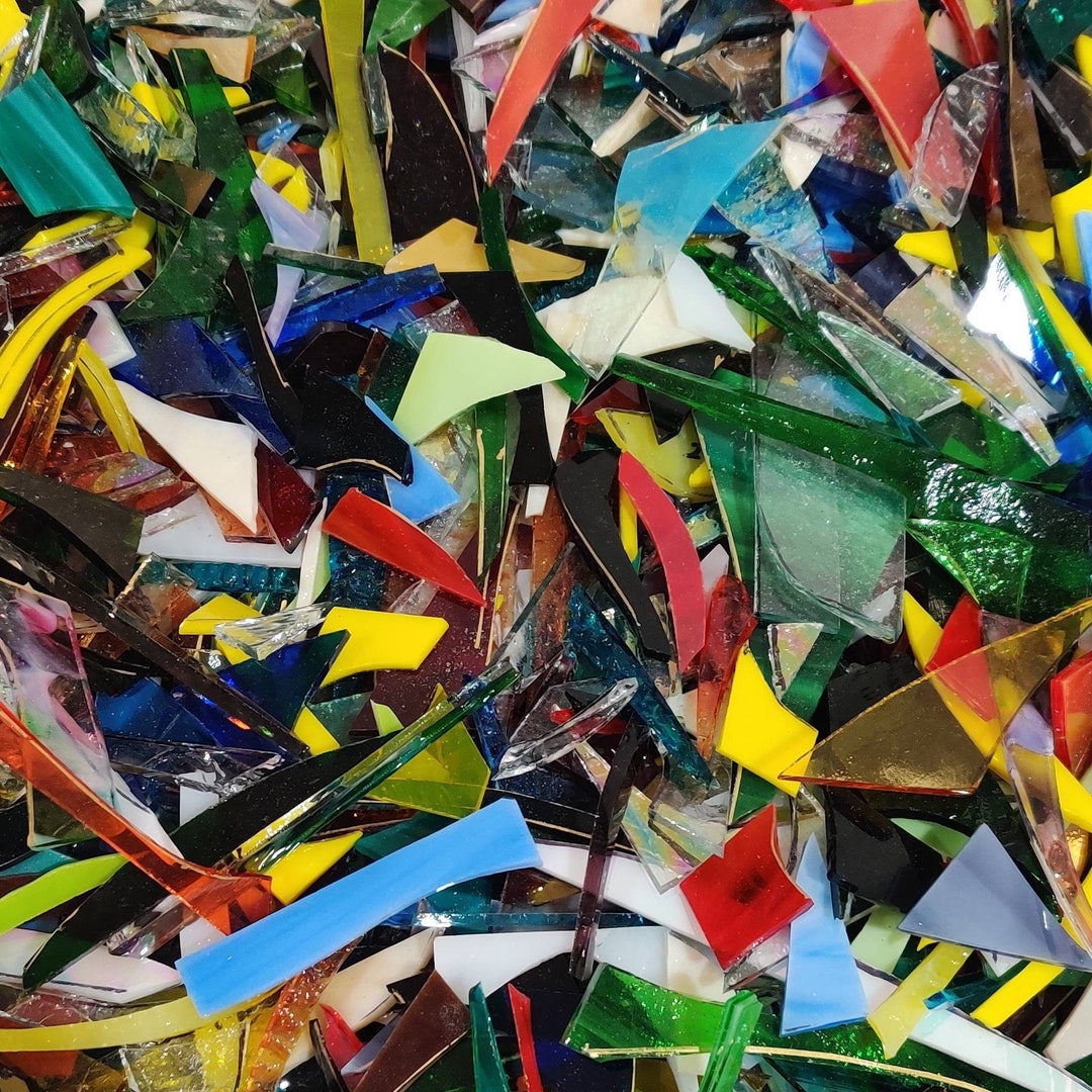 2lbs Scrap Glass, Mosaic Glass, Multicolored Glass for Art, Small Glass ...