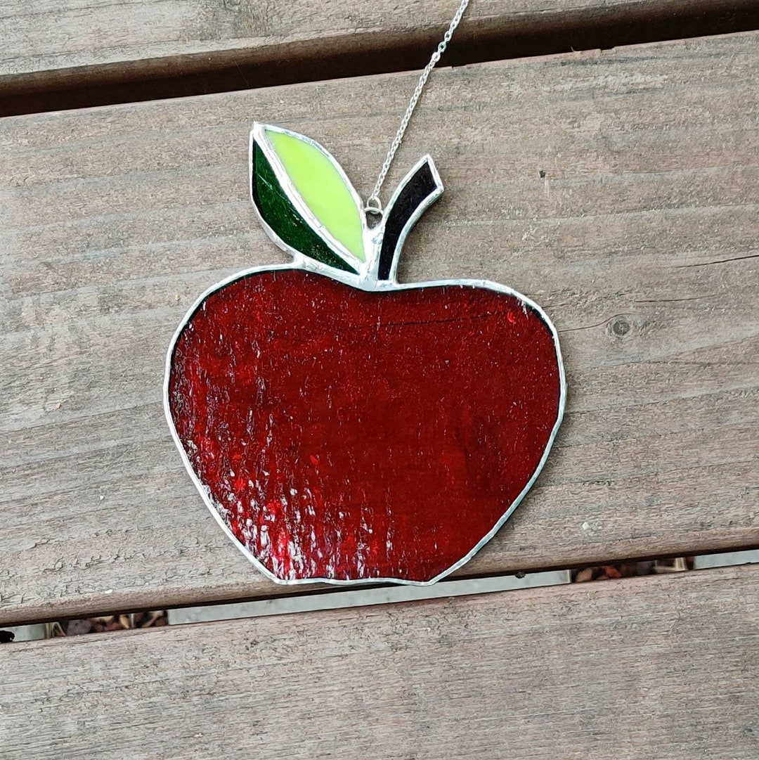 Apple Suncatcher Red Apple Suncatcher Teacher Gift Glass - Etsy
