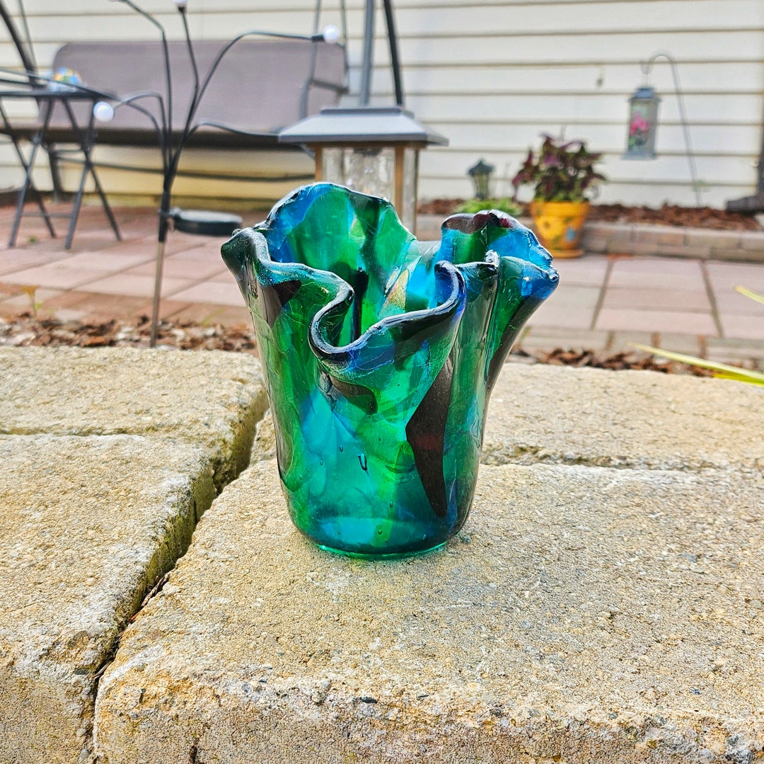 Fused Glass Vase Unique Glass T Abstract Glass Vase Unique Glass Art Glass Candy Dish Etsy