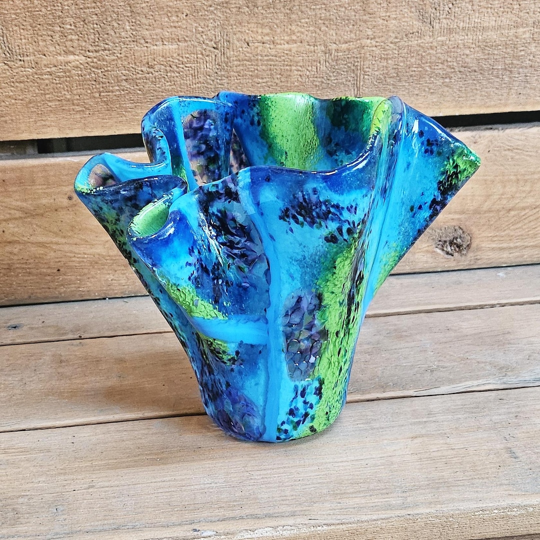 Fused Glass Vase, Unique Glass Gift, Abstract Glass Vase, Unique Glass ...