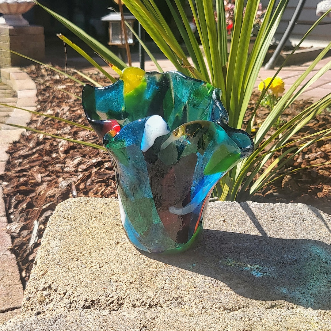 Fused Glass Vase, Unique Glass Gift, Abstract Glass Vase, Unique Glass ...