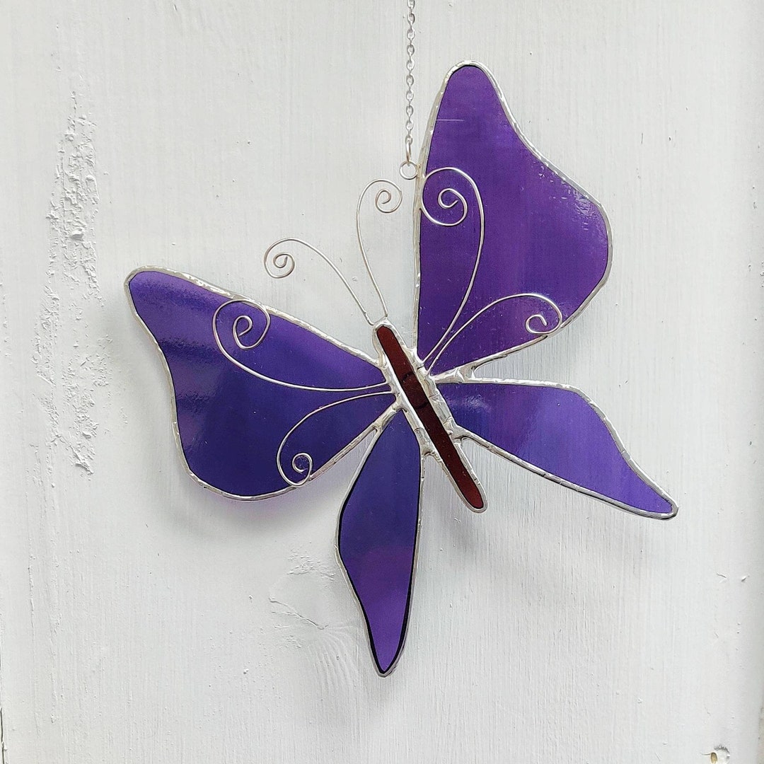 Stained Glass Butterfly Suncatcher: Patio Window Decoration - Etsy