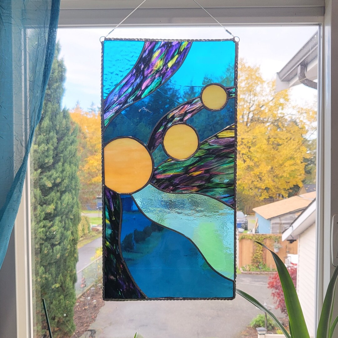 Abstract Stained Glass Panel Stained Glass Art Beautiful - Etsy