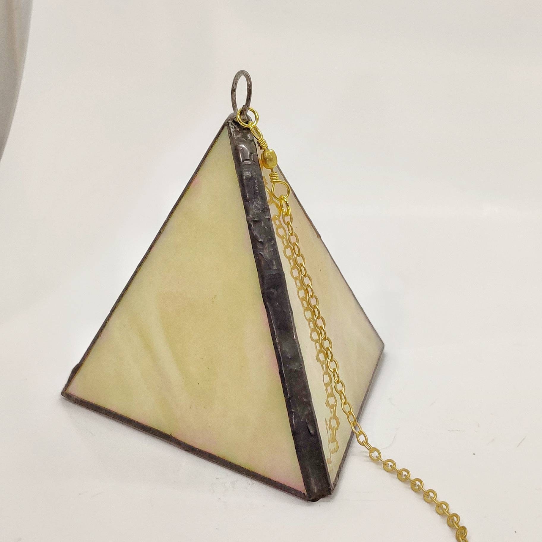 Hanging Pyramid Decorative Stained Glass Pyramid Glass | Etsy