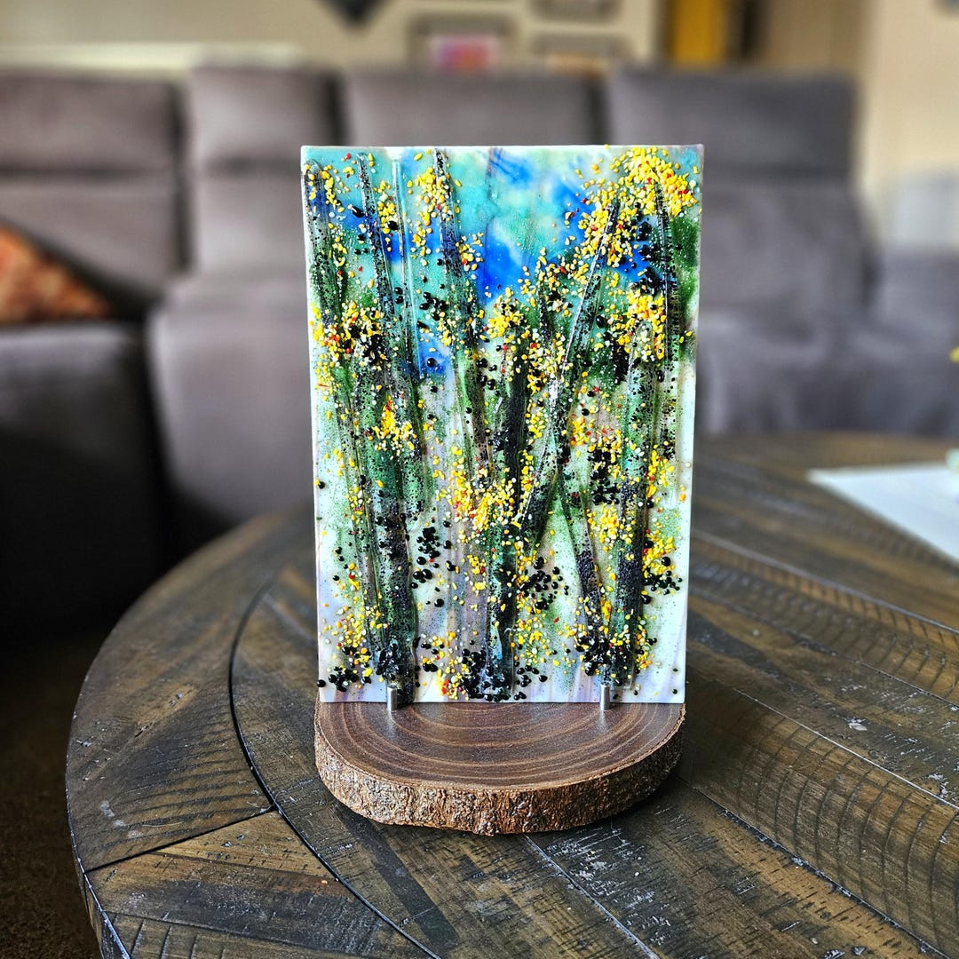 Abstract Trees Fused Glass Art Panel, Fused Glass Art, Colorful Fused ...