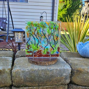Forest Fused Glass Art Panel, Fused Glass Art, Colorful Fused Art ...