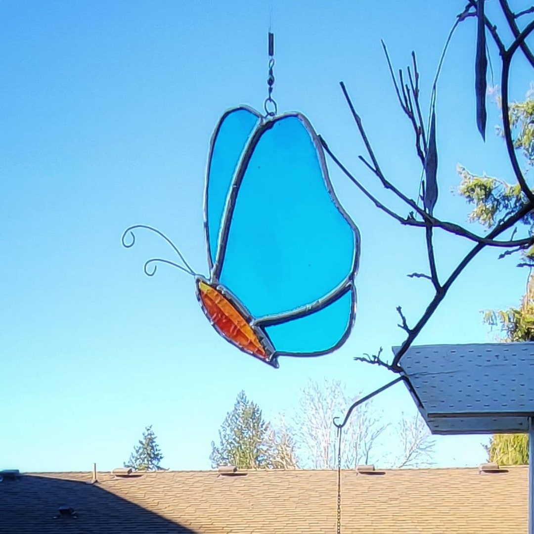 Stained Glass Butterfly Suncatcher: Patio Window Decoration - Etsy