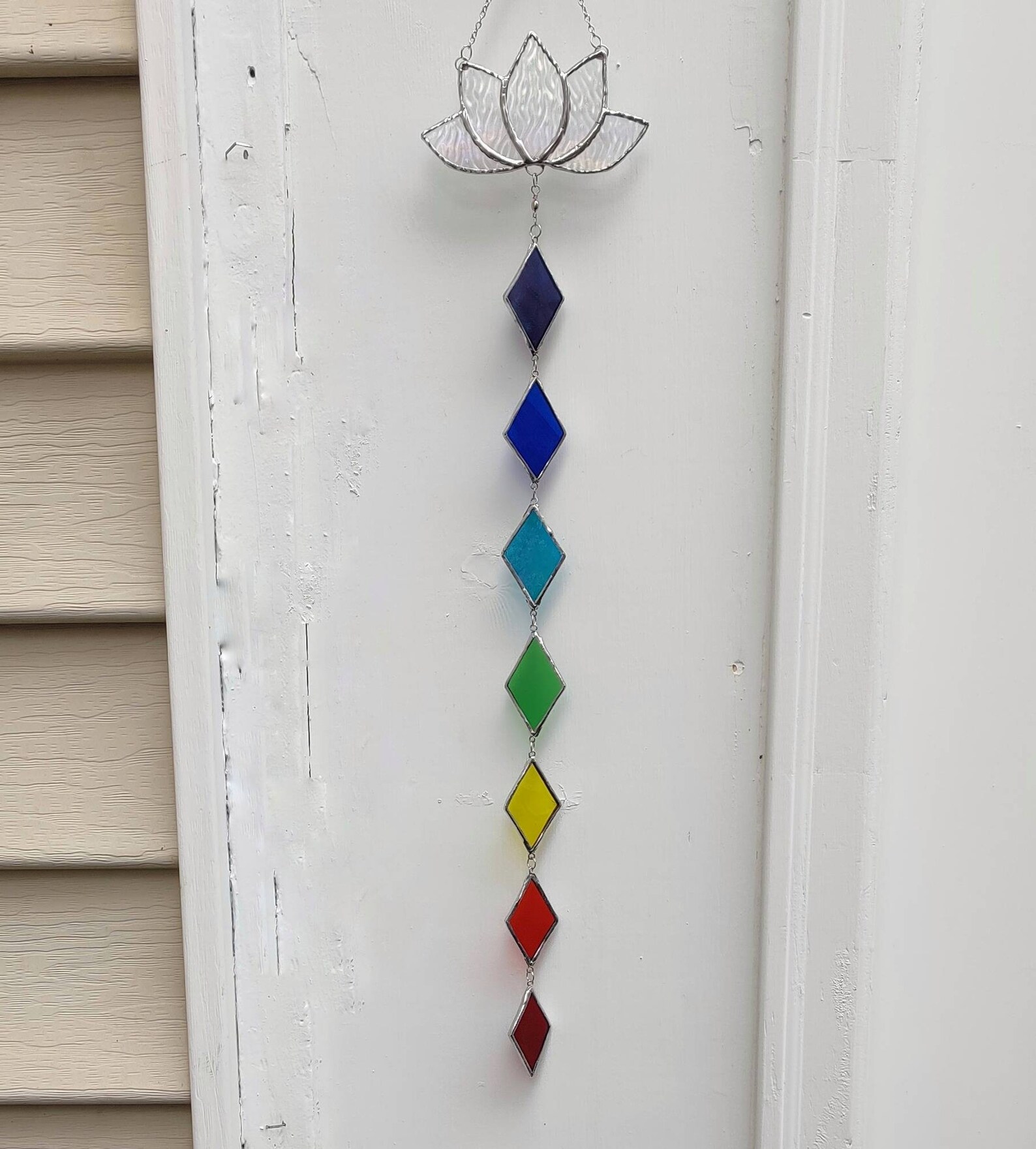 Stained Glass Chakra Suncatcher: Lotus Flower Window Decoration, Yoga ...