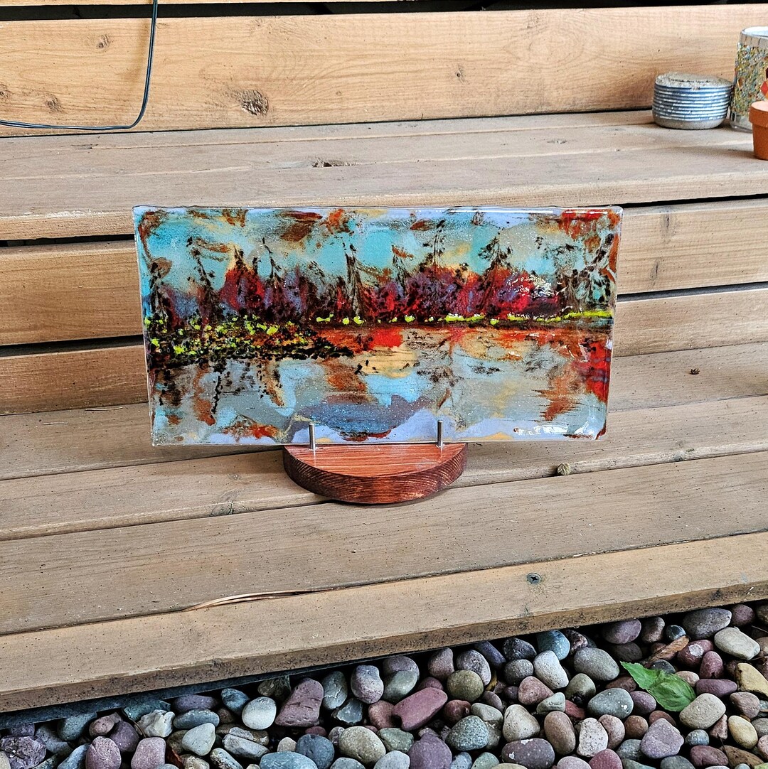 Abstract Pond Fused Glass Art Panel, Fused Glass Art, Colorful Fused ...