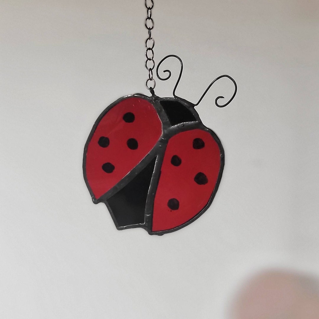 Stained Glass Ladybug Suncatcher: Window Decoration or Plant Stake - Etsy