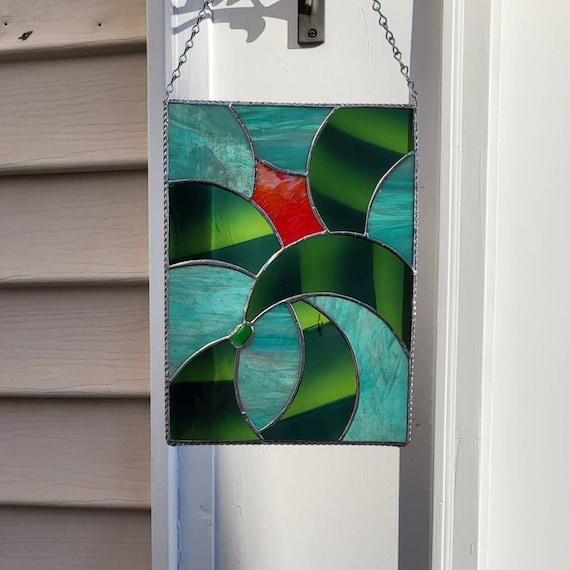 Abstract Stained Glass Panel Stained Glass Art Beautiful - Etsy