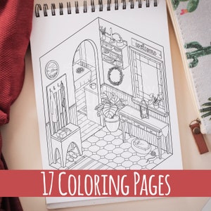Cozy Corners Coloring Book / Digital Adult Coloring Book / Hand Drawn ...