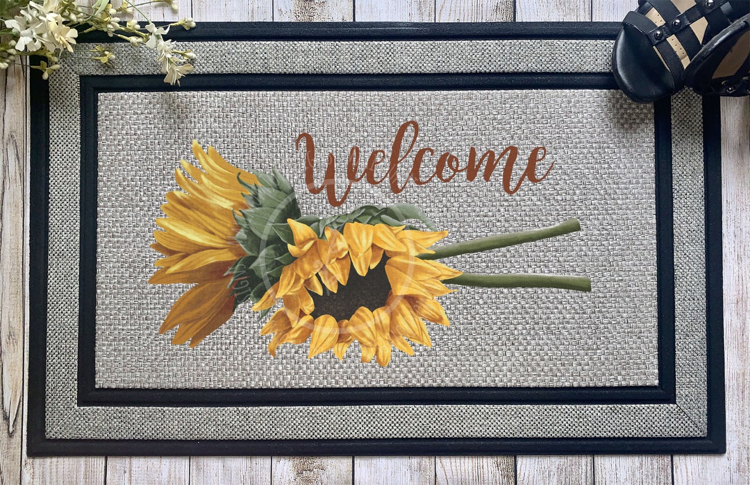 Sunflower Doormat Sublimation Clip Art / Sunflower Welcome Mat / Hand ...