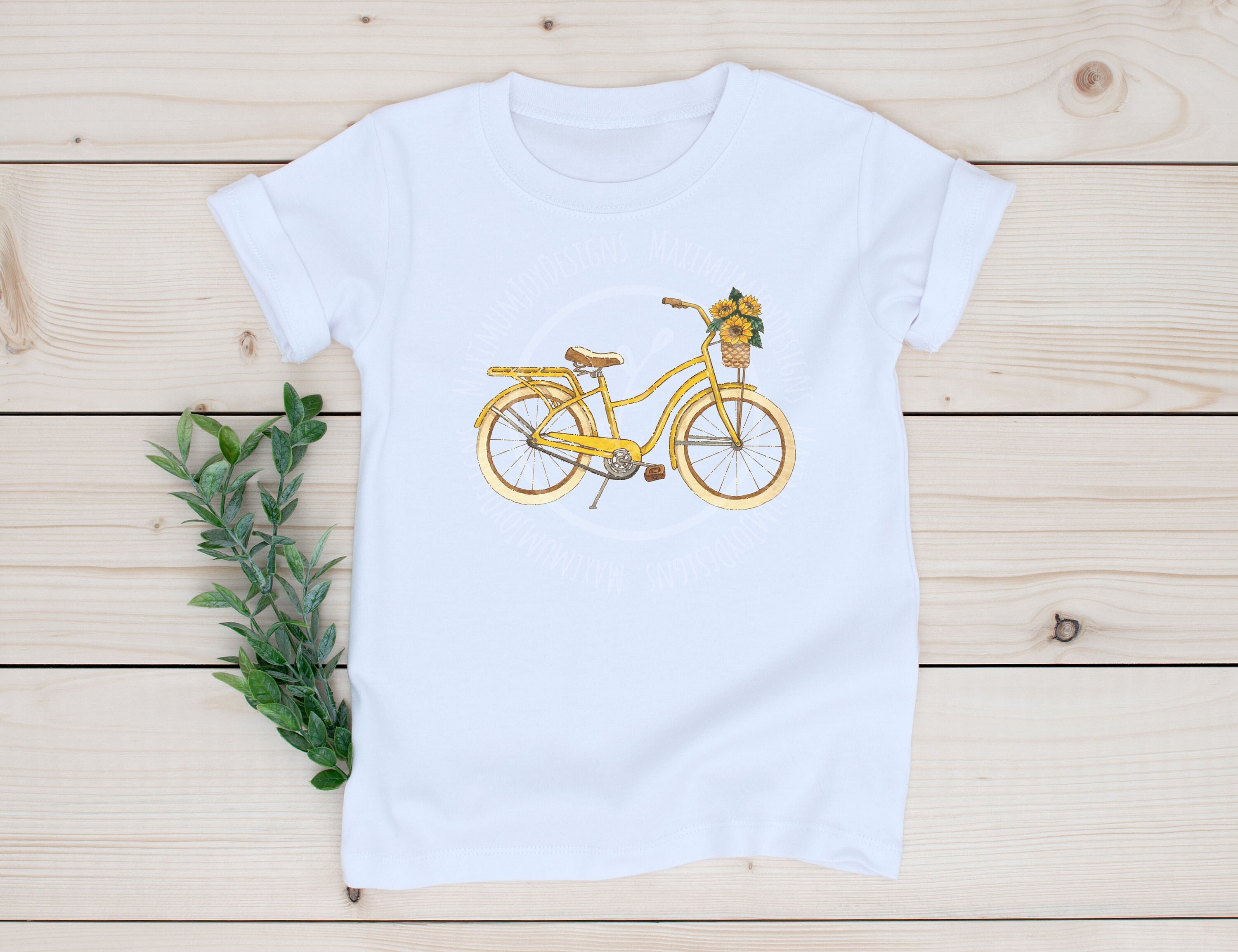Watercolor Bike With Sunflowers | Yellow Bike | Digital | Hand Drawn ...