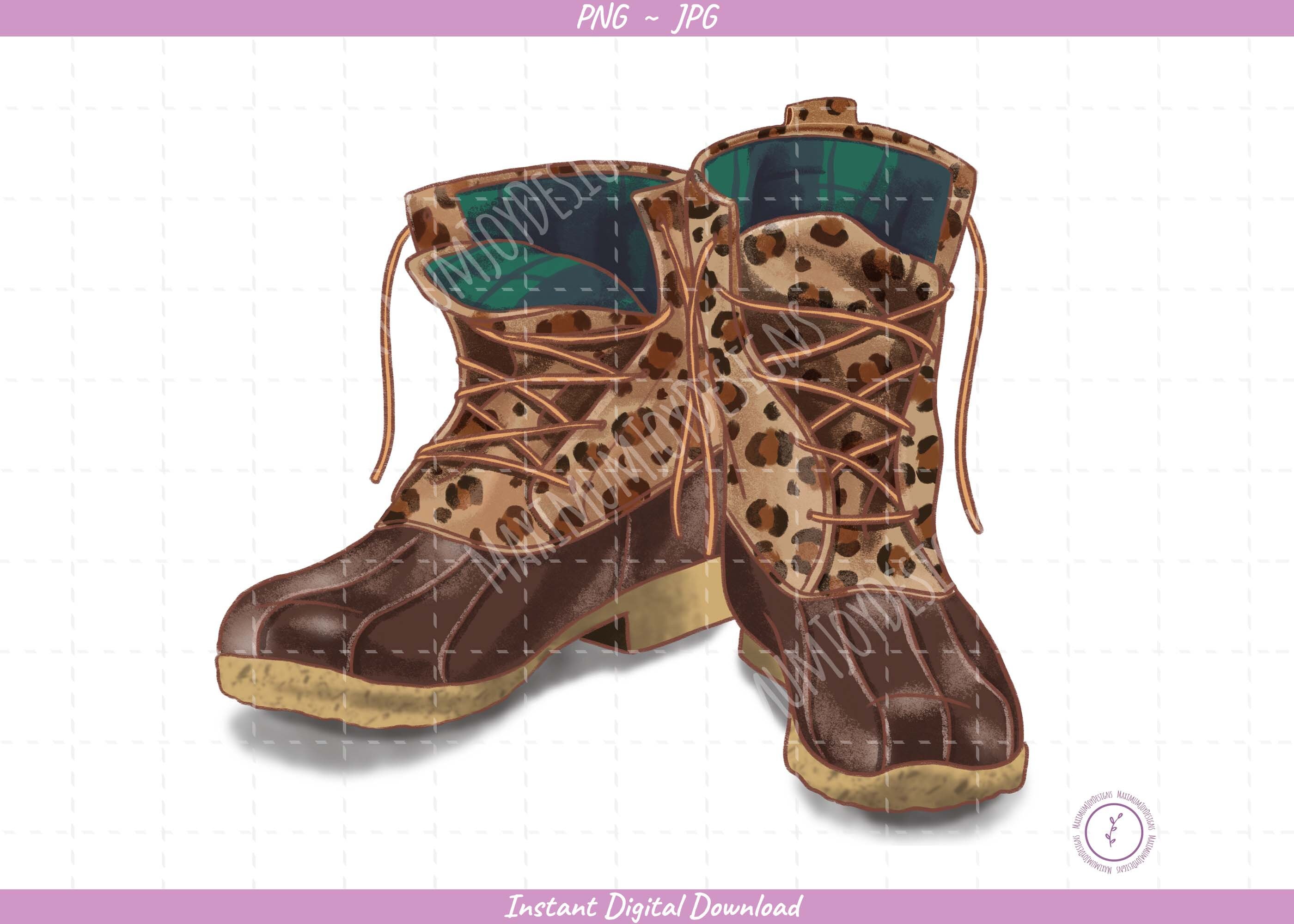 Cheetah Duck Boots Sublimation Clip Art / Cute Boots / Hand Drawn ...