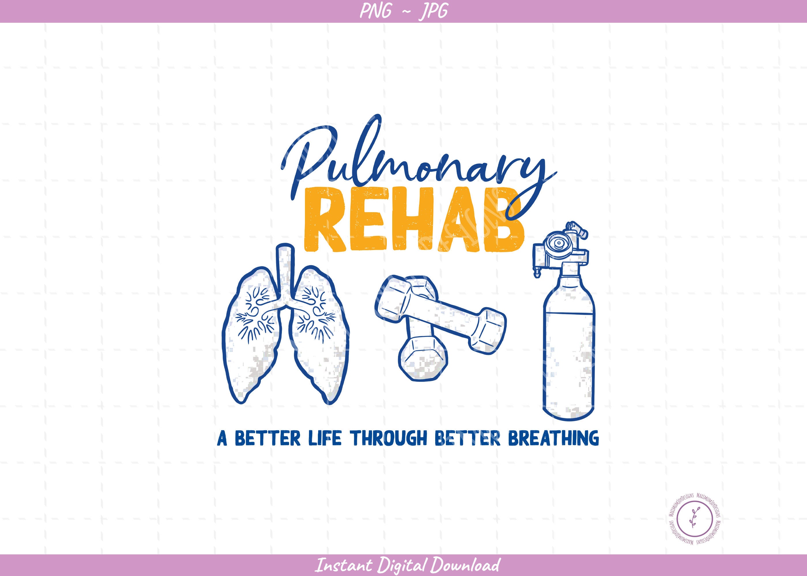 Pulmonary Rehab Sublimation Clip Art / Respiratory Therapist / Hand ...