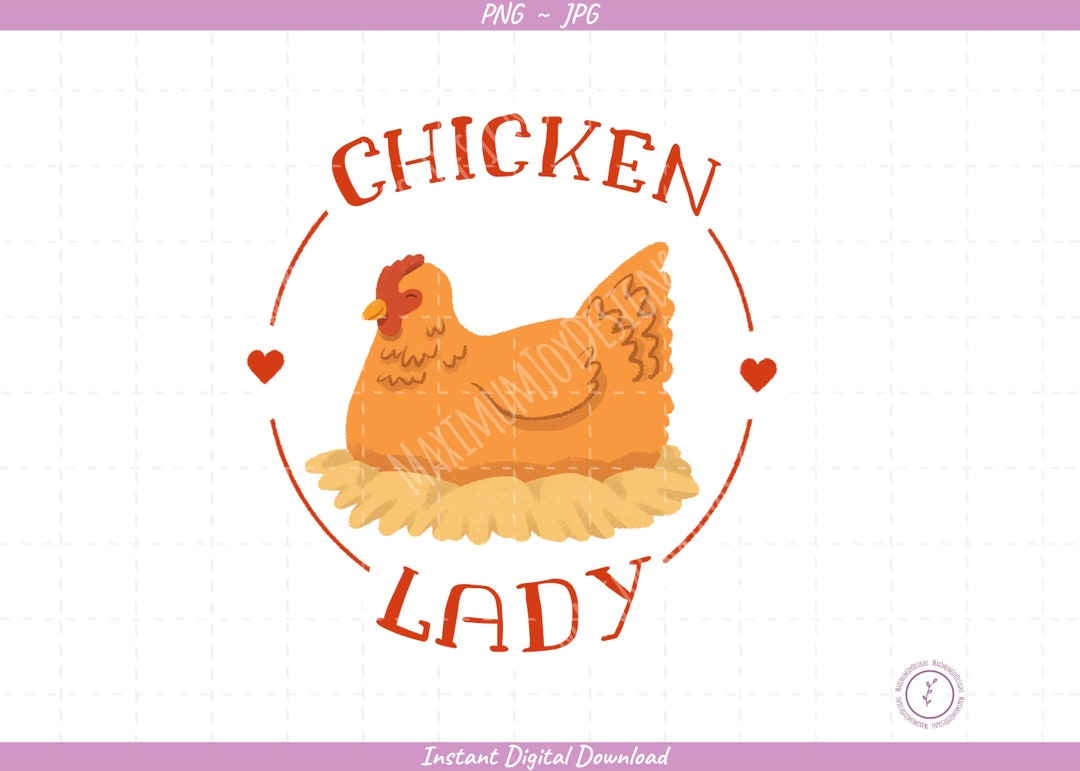 Chicken Lady Sublimation Clip Art / Cute Chicken / Hand Drawn / Digital ...
