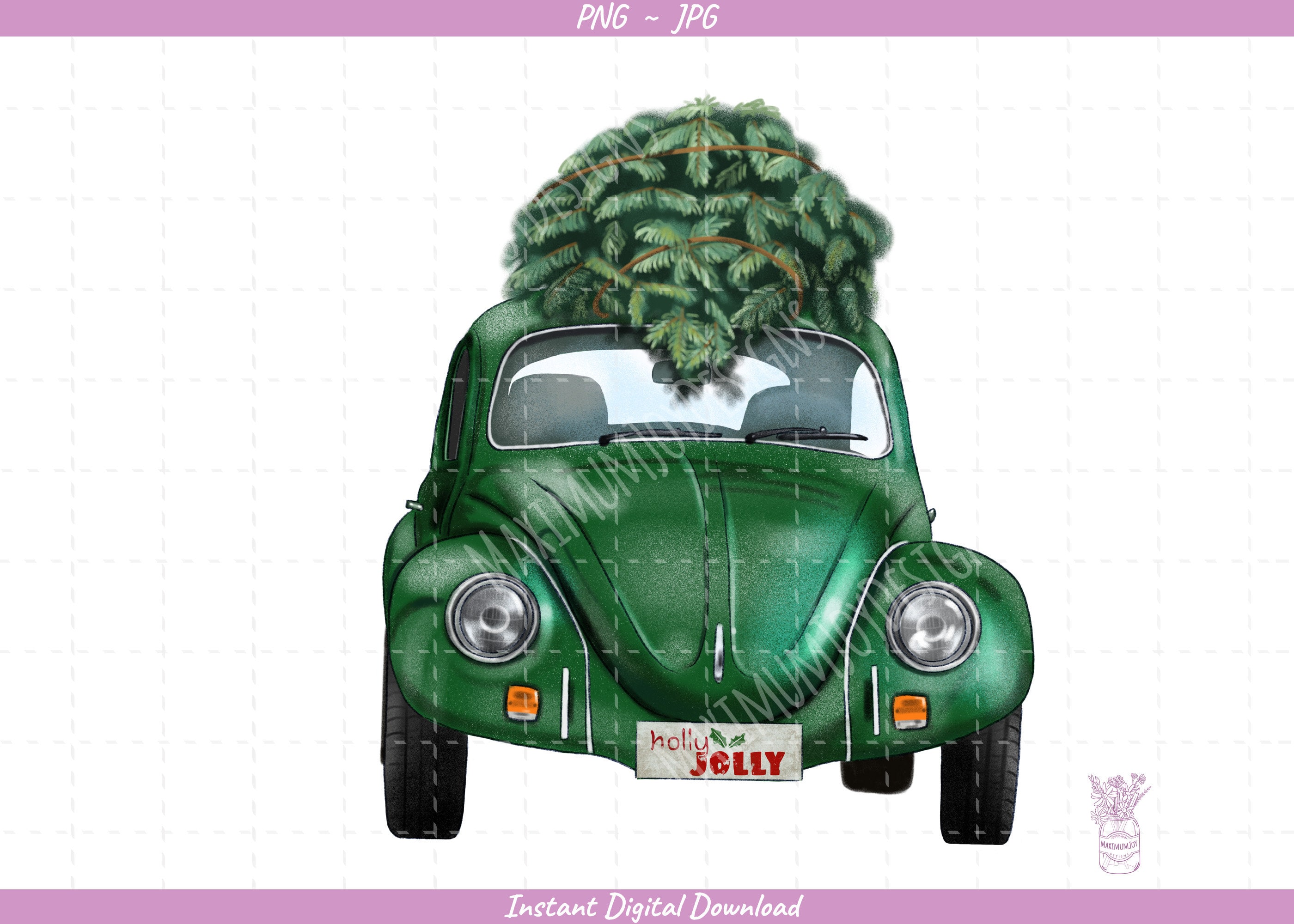 Christmas Bug Sublimation Clip Art / Green Punch Bug / Hand Drawn ...