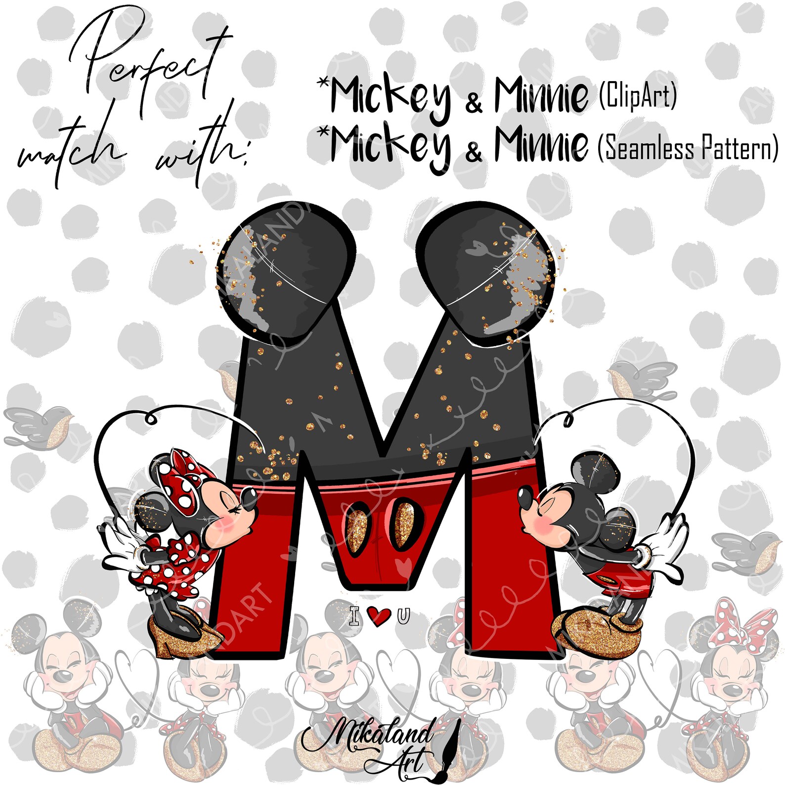 Mickey Mouse Alphabet Hand-drawn Clipart Letters and Numbers | Etsy Canada