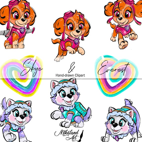 Pink Purple Glitter Hand-drawn files Everest Pattern Skye Pattern Cute ...