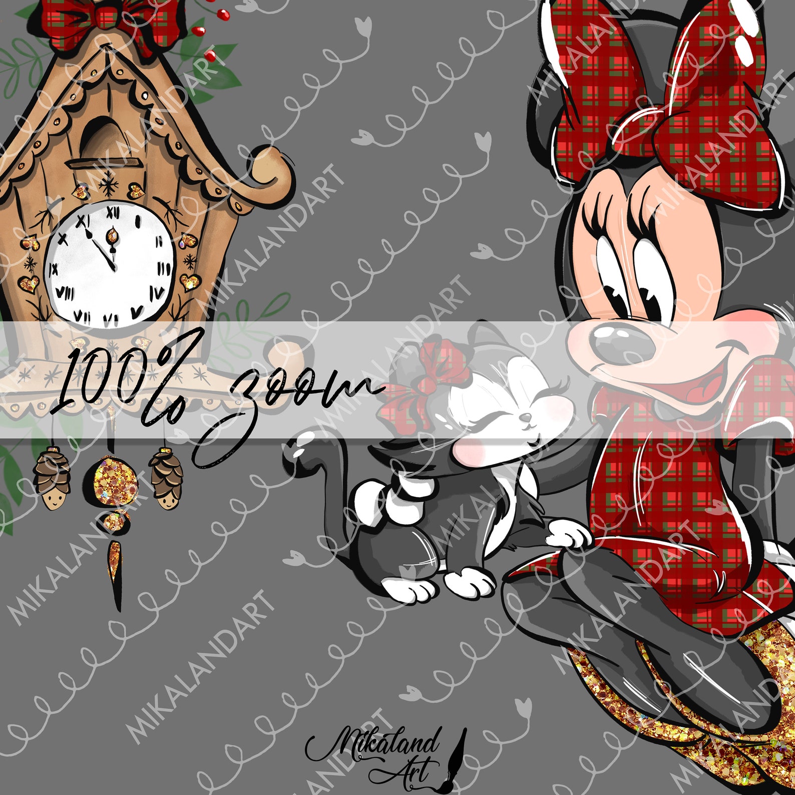 Mickey Minnie Mouse Hand-drawn PNG Files, Red Gold Green Glitter ...