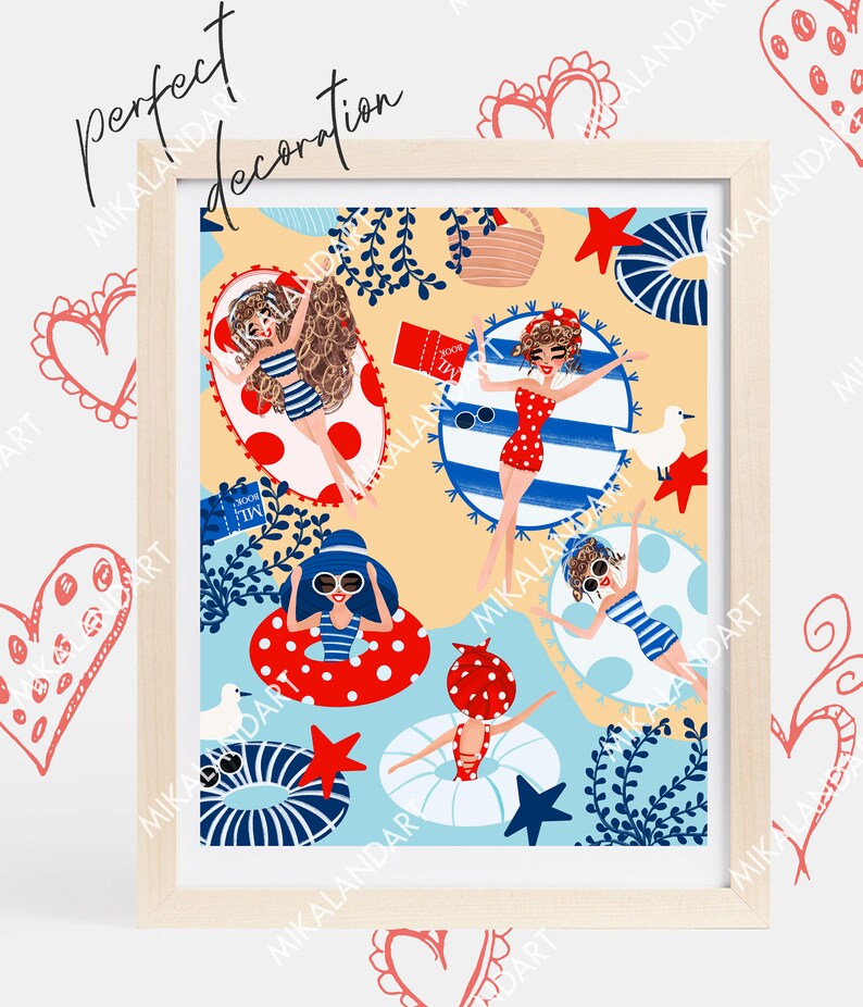 Summer Clipart Summer Beach Digital Hand Drawn PNG Beach | Etsy