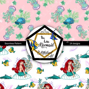 The Little Mermaid Seamless Pattern, Ariel Seamless Pattern, Under the ...