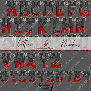 Mickey Mouse Alphabet Hand-drawn Clipart Letters and Numbers - Etsy Canada