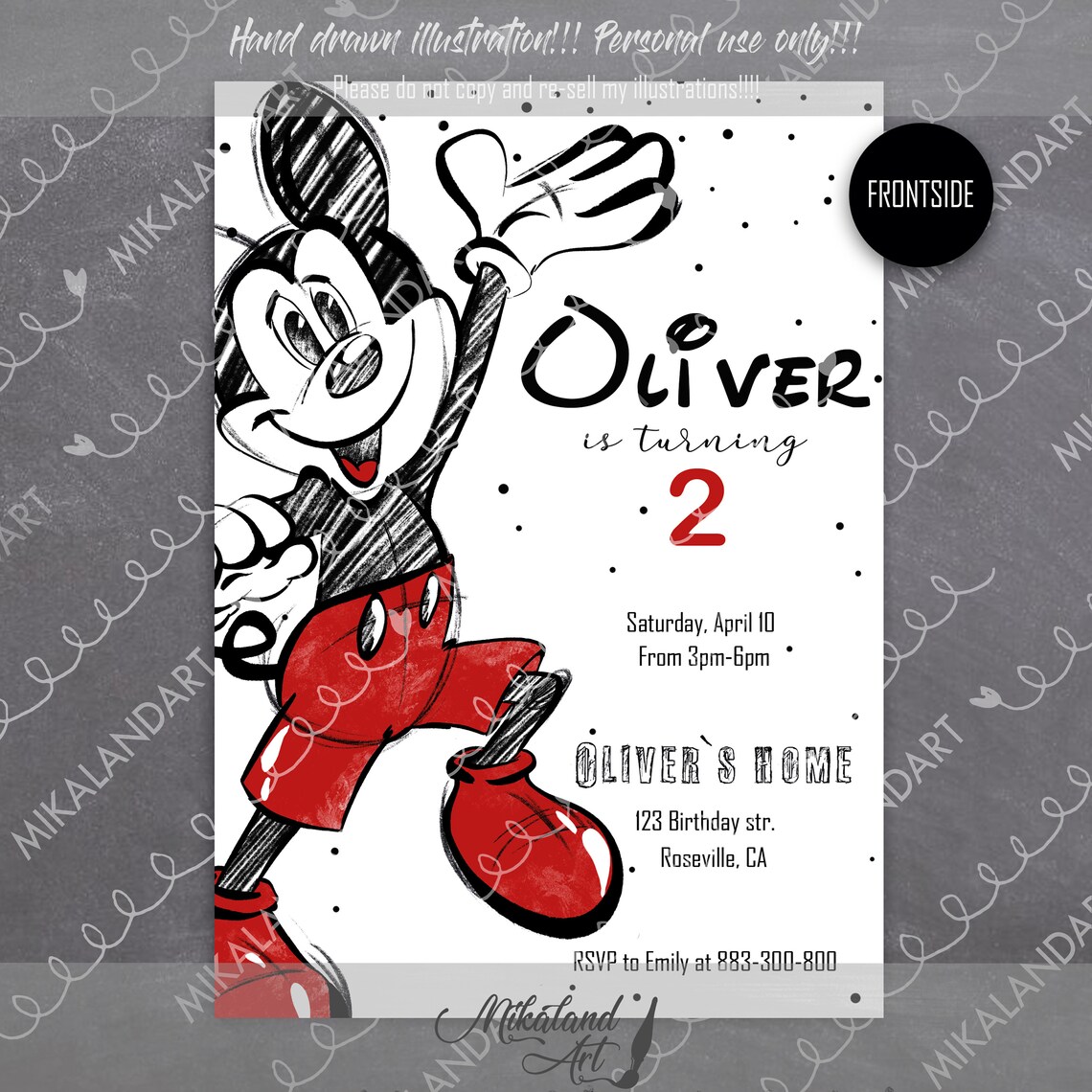 Mickey Mouse Birthday Invitation Mickey Mouse Party - Etsy