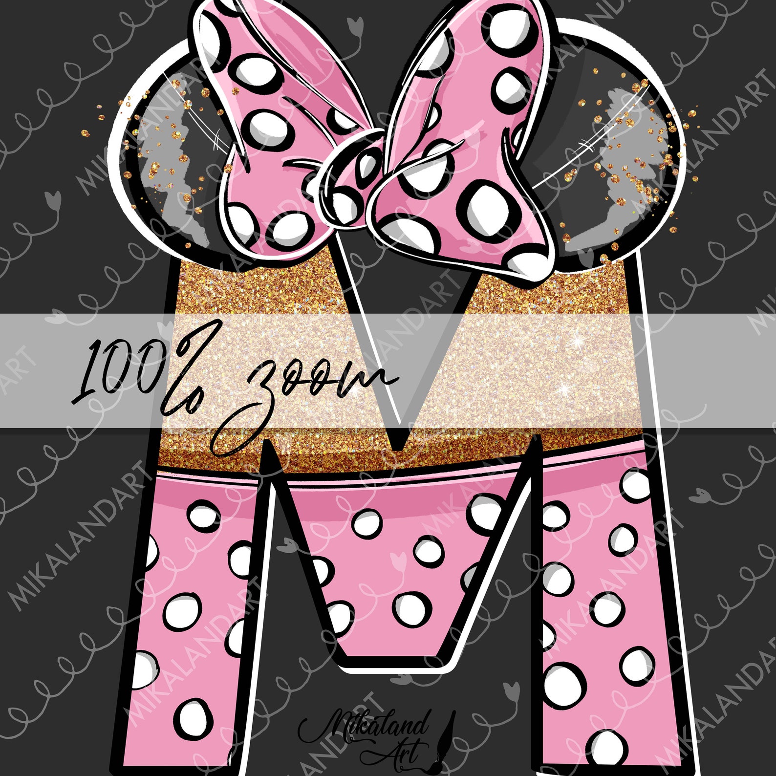Minnie Mouse PINK&GOLD Alphabet Hand-drawn Clipart Letters and - Etsy