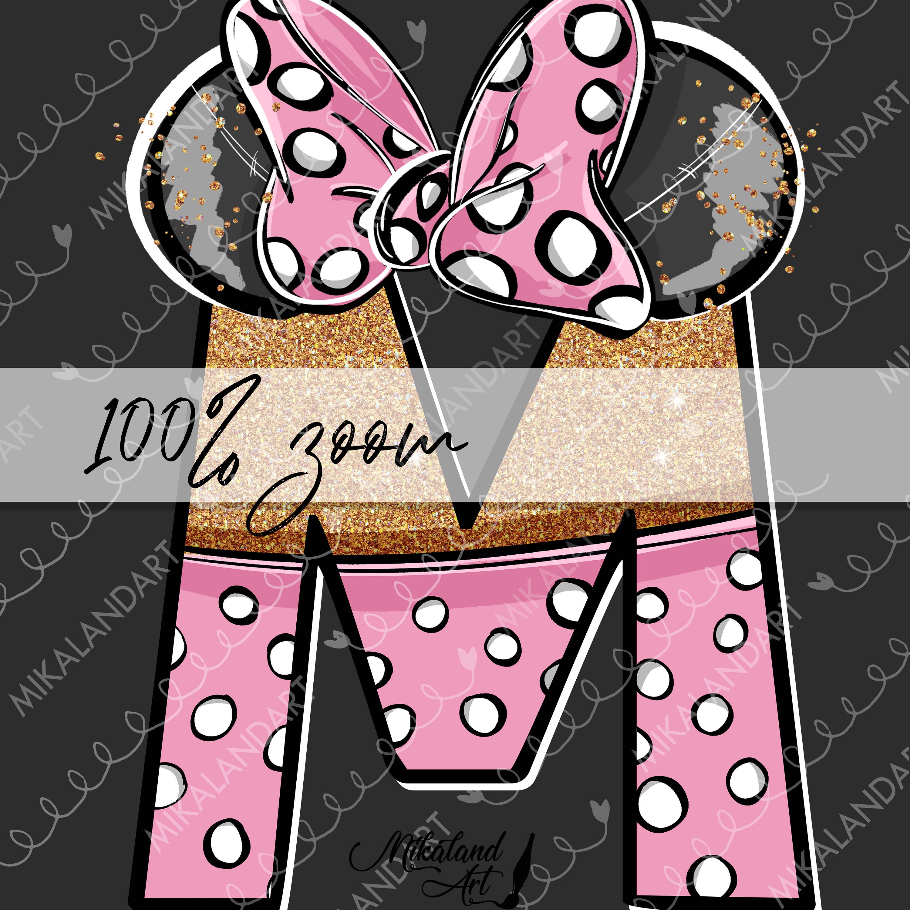 Minnie Mouse PINK&GOLD Alphabet Hand-drawn Clipart Letters and - Etsy