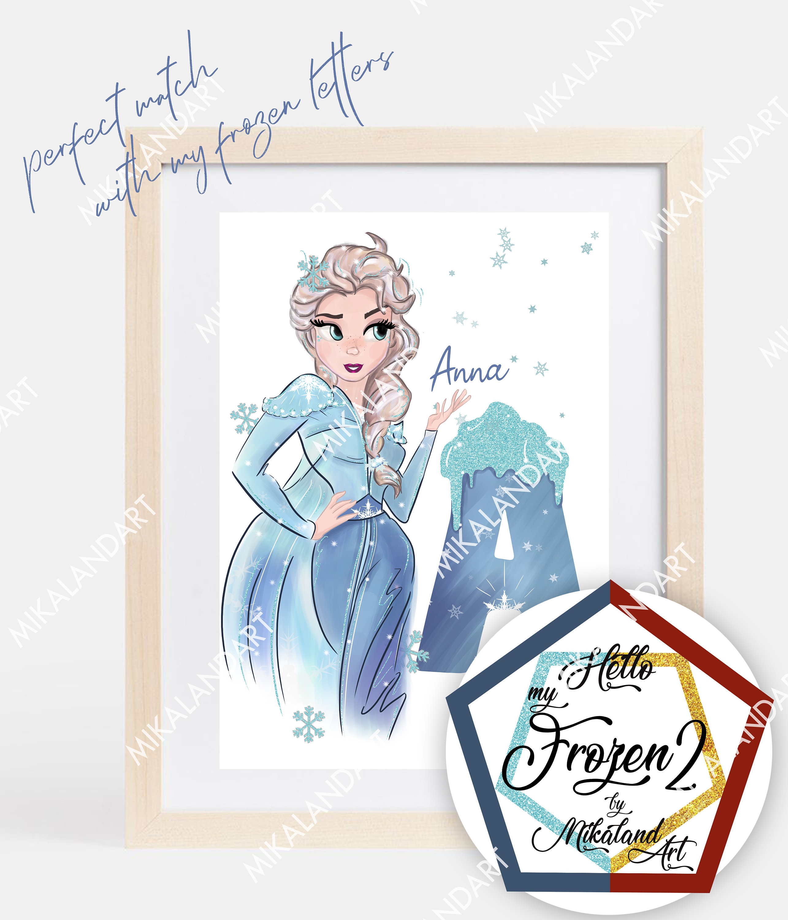 Frozen BUNDLE PNG Clipart, Winter Snow Princess, Frozen 2 Hand Drawn ...