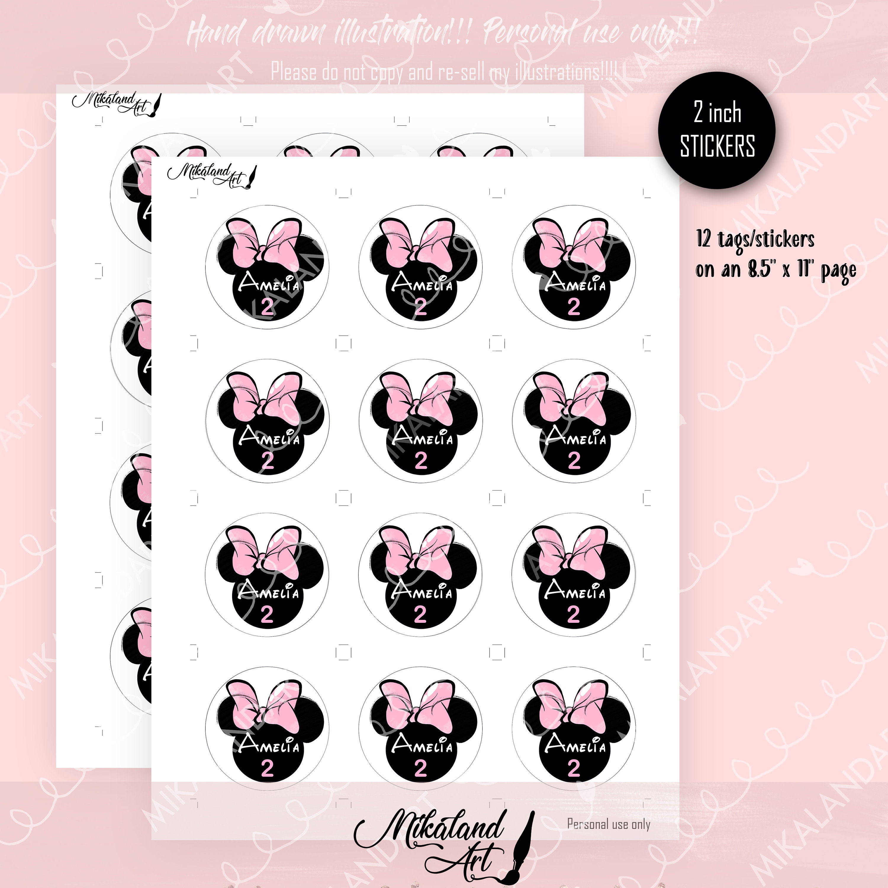 DIGITAL Minnie Mouse Birthday Envelope Stickers, Minnie Mouse Birthday ...