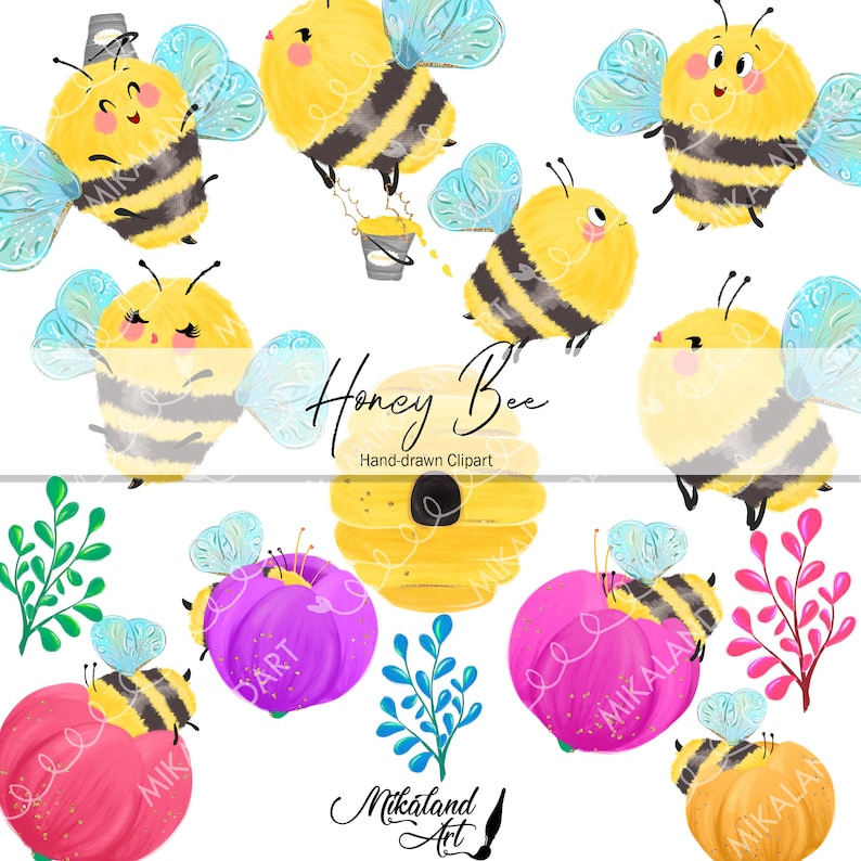 Honey Bee Clipart Bees Clip Art Cute Bee Planner Stickers - Etsy