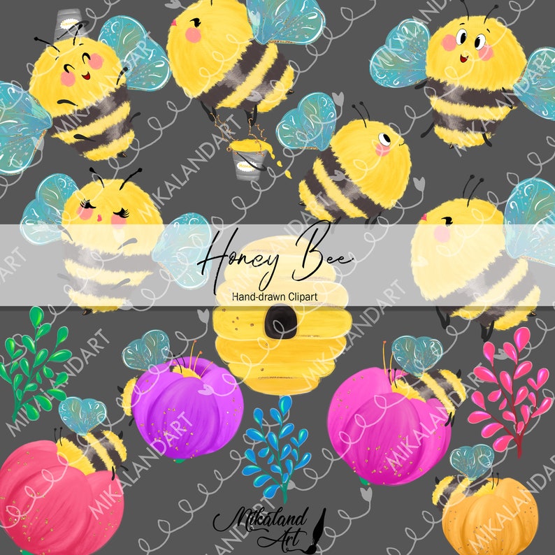 Honey Bee Clipart Bees Clip Art Cute Bee Planner Stickers - Etsy